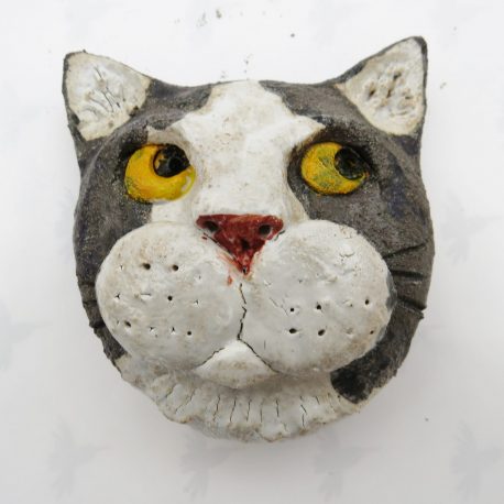CERAMIC CAT FACE WALL HANGING SMALL - JANE ADAMS CERAMICS
