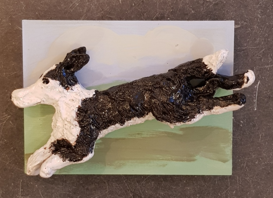 RUNNING COLLIE WALL PLAQUE - JANE ADAMS CERAMICS