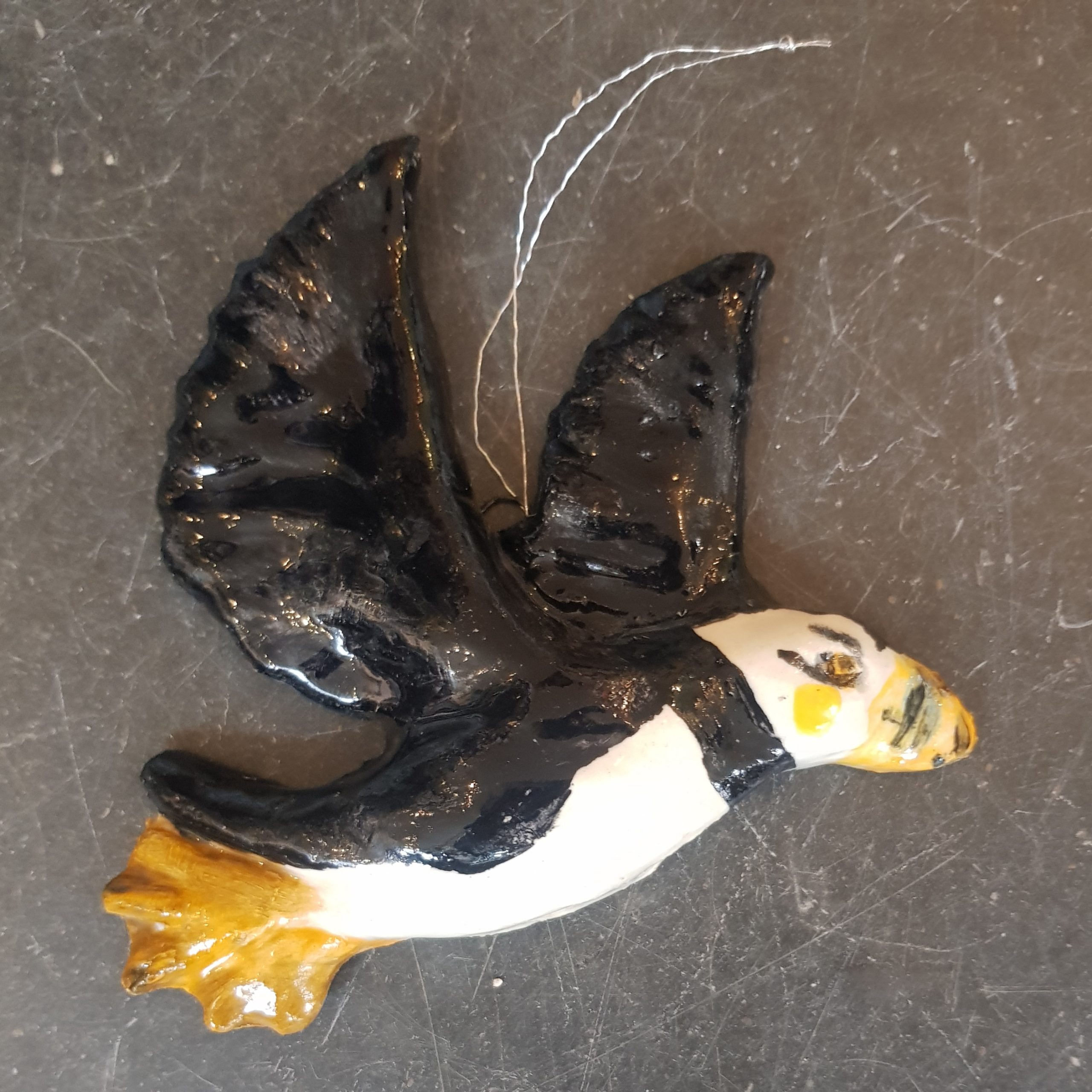 CERAMIC PUFFIN WALL HANGING/CHRISTMAS DECORATION - JANE ADAMS CERAMICS